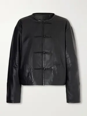 ST. AGNI Leather Button-down Jacket - Black