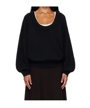 LISA YANG Doria Scoop-neck Ribbed-trim Sweater