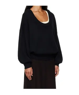 LISA YANG Doria Scoop-neck Ribbed-trim Sweater