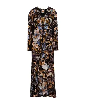 Farm Rio Long Sleeve V-neck Floral Maxi Dress