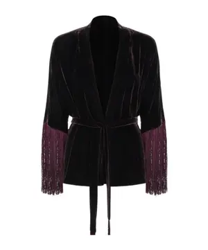 Antonelli Firenze Fringed Belted Kimono Jacket
