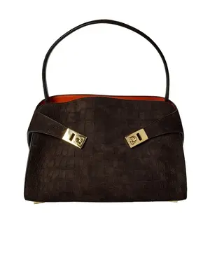 FERRAGAMO Solid Color Top Handle Bag - Black