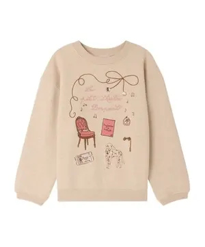 Bonpoint Tayla Sweatshirt With Embroidered Theatre Motif Organic Cotton - Light Brown