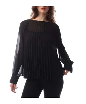 Hugo Boss Boatneck Pleated Chiffon Blouse