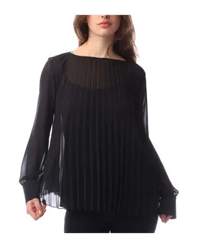 Hugo Boss Boatneck Pleated Chiffon Blouse