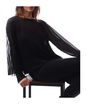 Hugo Boss Boatneck Pleated Chiffon Blouse