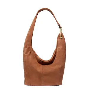Michael Kors Suede Shoulder Bag With Gold Tone Hardware