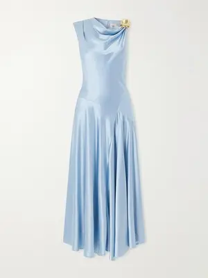 Aje Siren Embellished Satin Maxi Dress - Blue