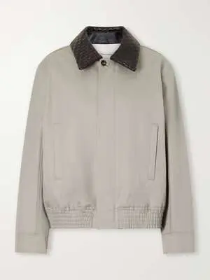 Bottega Veneta Intrecciato Leather-trimmed Cotton Jacket