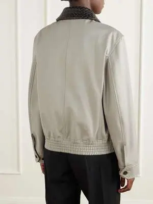 Bottega Veneta Intrecciato Leather-trimmed Cotton Jacket