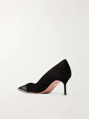 AQUAZZURA Orbit Pump 65 Patent Leather-trimmed Suede Pumps