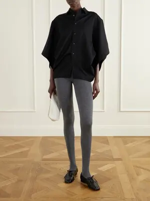 Bottega Veneta Logo-embroidered Knitted Wool Leggings