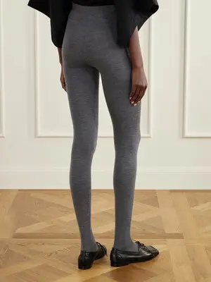 Bottega Veneta Logo-embroidered Knitted Wool Leggings