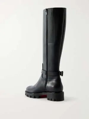 CHRISTIAN LOUBOUTIN Dianouchette Lug Buckled Leather Knee Boots