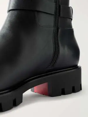 CHRISTIAN LOUBOUTIN Dianouchette Lug Buckled Leather Knee Boots