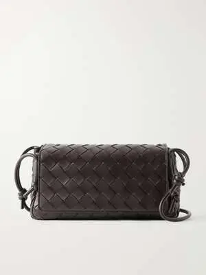 Bottega Veneta Notturno Intrecciato Leather Shoulder Bag - Brown