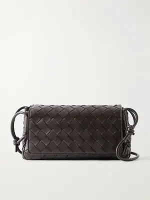 Bottega Veneta Notturno Intrecciato Leather Shoulder Bag - Brown