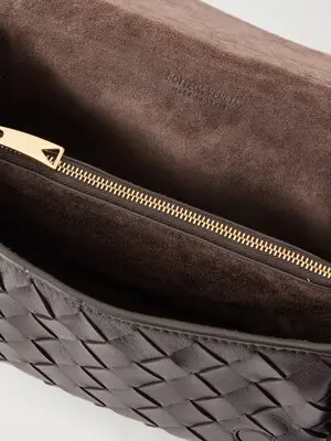 Bottega Veneta Notturno Intrecciato Leather Shoulder Bag - Brown