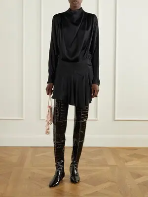 Magda Butrym Paneled Croc-effect Leather Over-the-knee Boots - Brown