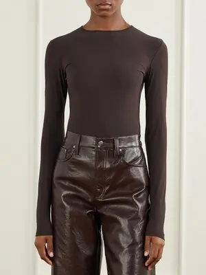 AGOLDE Aura Stretch-jersey Thong Bodysuit - Brown