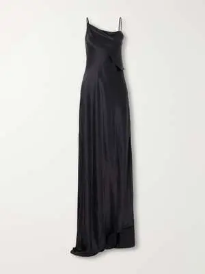 ANN DEMEULEMEESTER Silk-satin Maxi Dress - Black