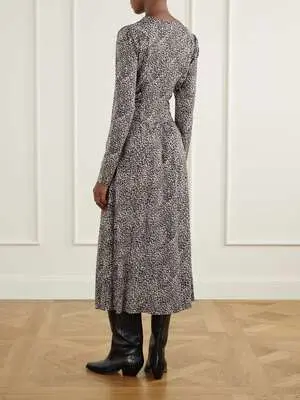 Sea Charlize Gathered Leopard-print Stretch-jersey Midi Dress