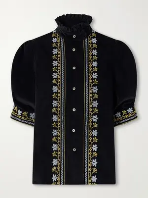 Thierry Colson Embroidered Blouse - Black