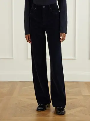 AGOLDE Ren Cotton-corduroy High-waist Wide-leg Pants - Blue