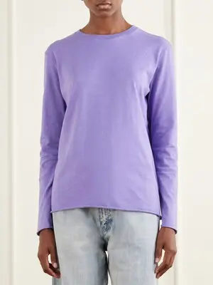 Auralee Cotton And Cashmere-blend Long-sleeve T-shirt - Purple