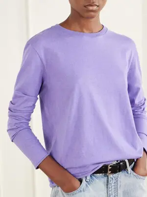 Auralee Cotton And Cashmere-blend Long-sleeve T-shirt - Purple