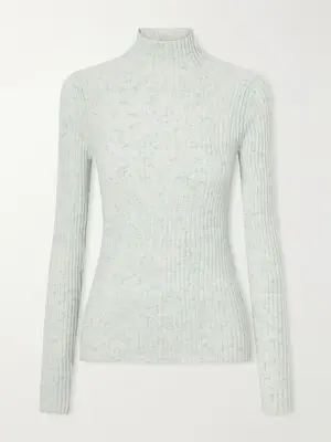 Auralee Ribbed Cashmere Turtleneck Sweater - Green
