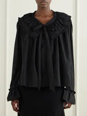 Thierry Colson Dauphine Ruffled Striped Blouse