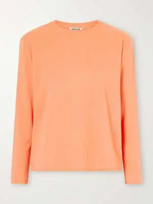 Auralee Cotton And Cashmere-blend T-shirt - Pink