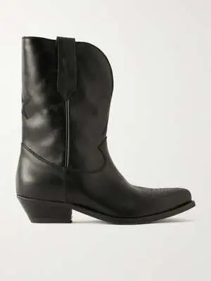 GOLDEN GOOSE Wish Star Embroidered Leather Ankle Boots