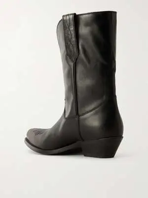 GOLDEN GOOSE Wish Star Embroidered Leather Ankle Boots