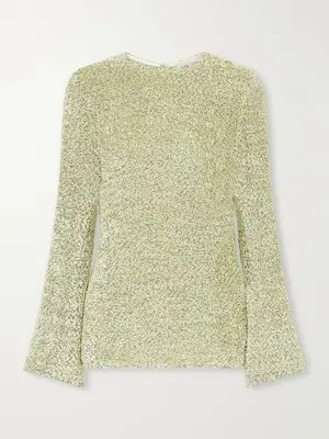 LIBEROWE Elora Cut-out Lurex Chenille Blouse - Green