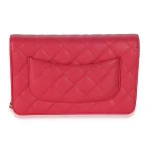 Chanel Dark Quilted Caviar Wallet On Chain