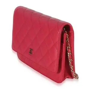 Chanel Dark Quilted Caviar Wallet On Chain