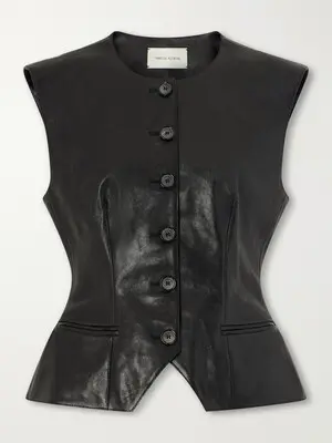 Magda Butrym Cropped Leather Vest - Black
