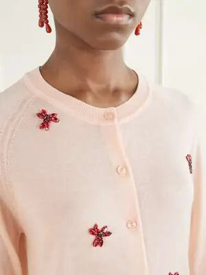 Simone Rocha Crystal-embellished Wool And Silk-blend Cardigan