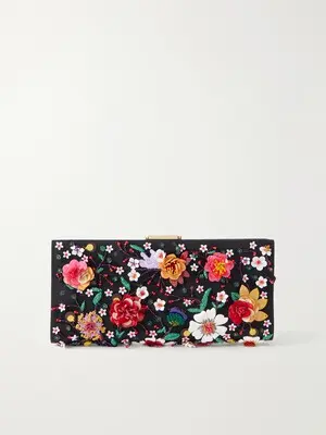 Carolina Herrera Floral Embellished Silk Faille Clutch - Multi