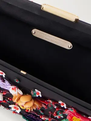Carolina Herrera Floral Embellished Silk Faille Clutch