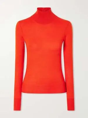 Carolina Herrera Wool And Silk-blend Turtleneck Sweater - Red