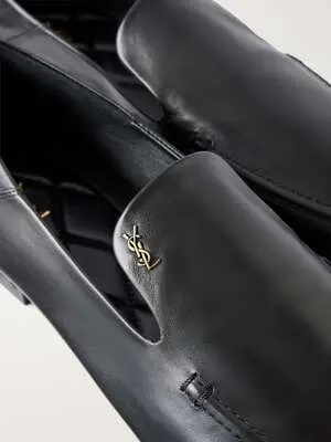 Saint Laurent Alain Cassandre-embellished Leather Loafers