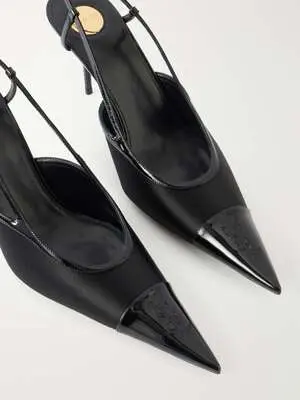 Saint Laurent Renee 75 Cassandre-embroidered Slingback Pumps