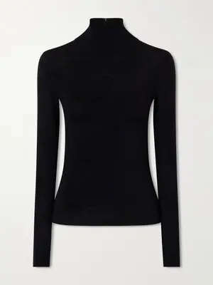 Carolina Herrera Wool And Silk-blend Turtleneck Sweater - Black