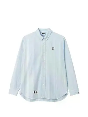 FINGERCROXX Striped Logo-patch Shirt - Blue