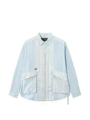 MUSIUM DIV. Patchwork Striped Shirt - Blue