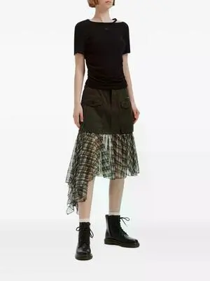 MUSIUM DIV. Check-pattern Ruffled Midi Skirt