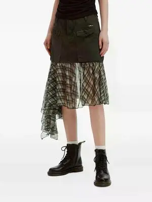 MUSIUM DIV. Check-pattern Ruffled Midi Skirt